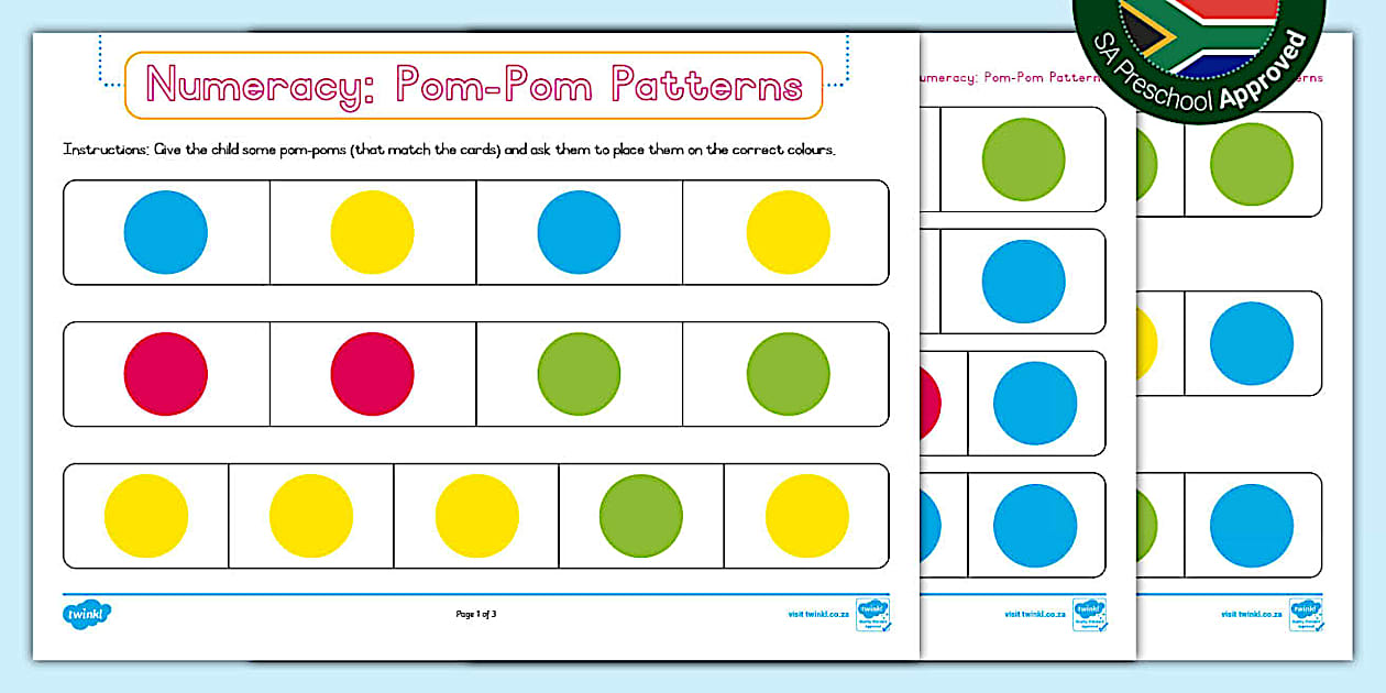 Toddlers: Numeracy: Pom-Pom Patterns (teacher made) - Twinkl
