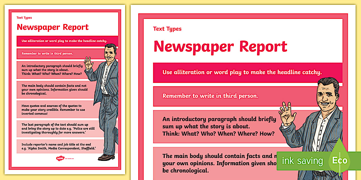 Editable Text Types Guide Newspaper Report Display Poster
