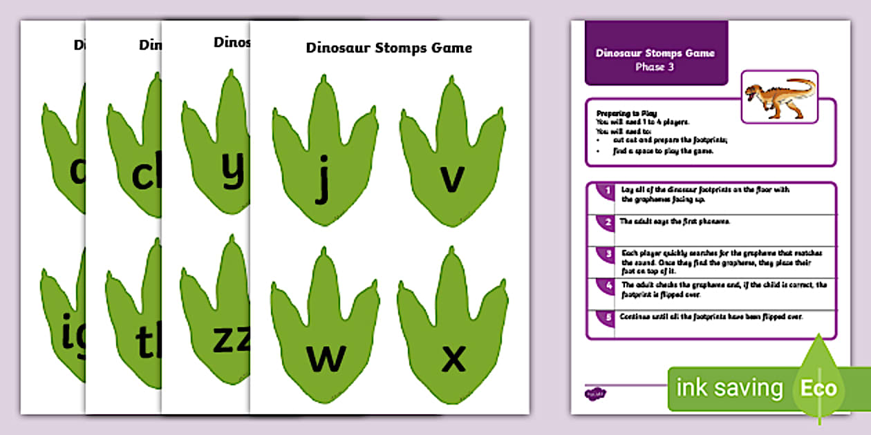 Cursive Phase 3 Phonics Dinosaur Stomps Game (teacher made)