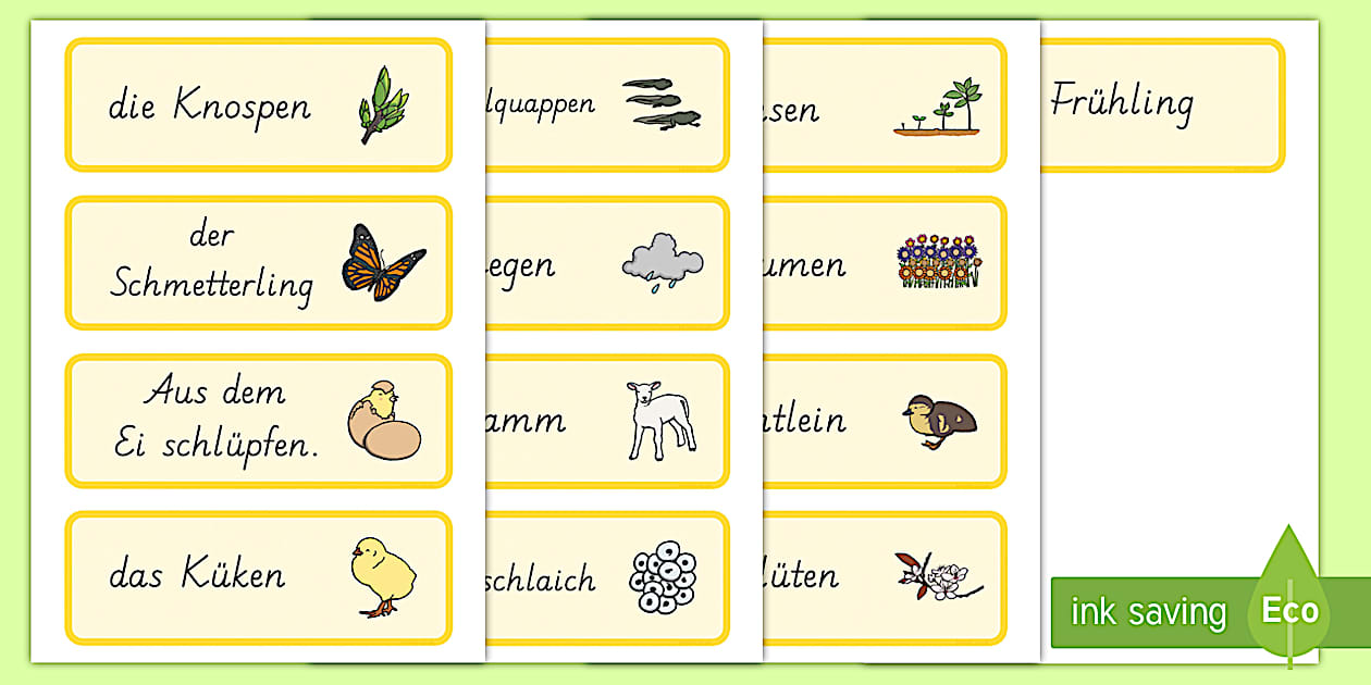 Frühling Wort- und Bildkarten (teacher made) - Twinkl