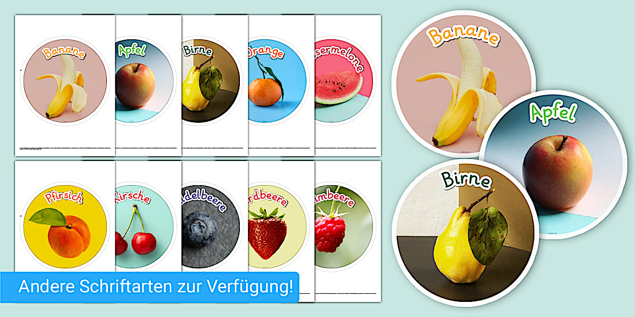 Obst - Fotos zum Ausschneiden - Twinkl Displays - Twinkl