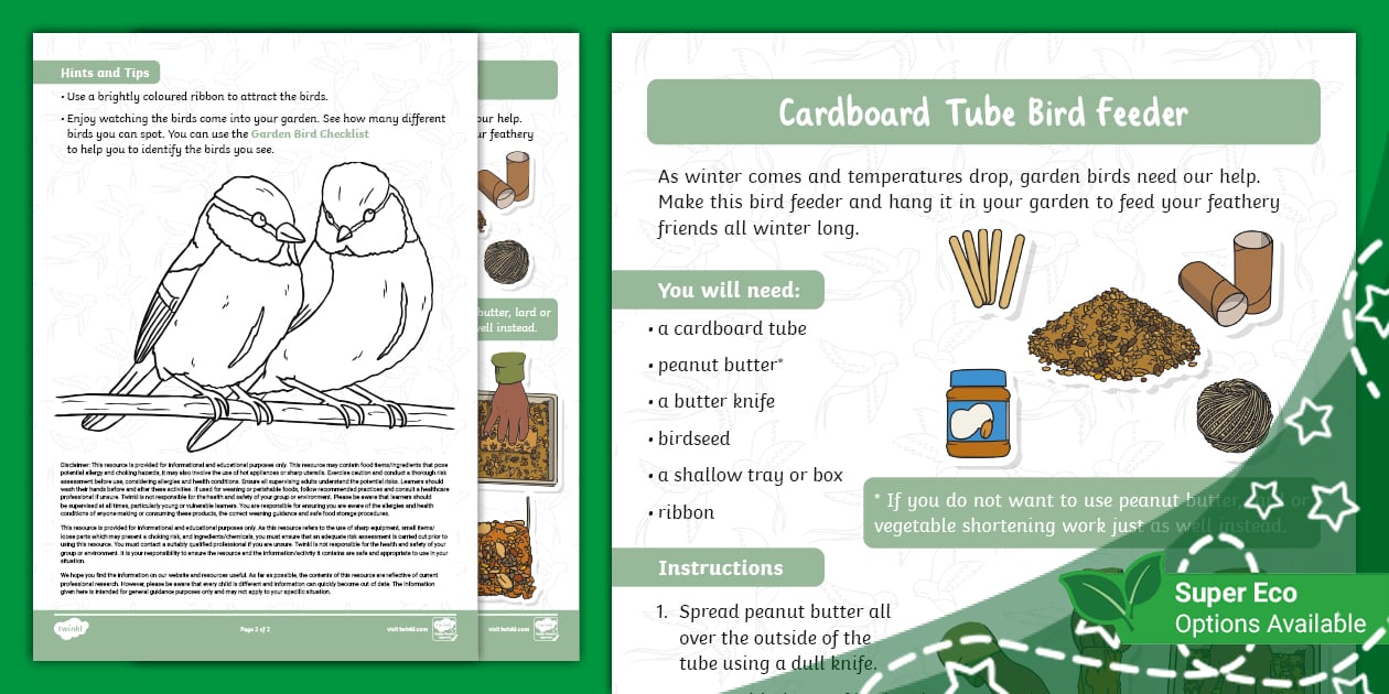 Cardboard Tube Bird Feeder Craft Instructions (teacher made)
