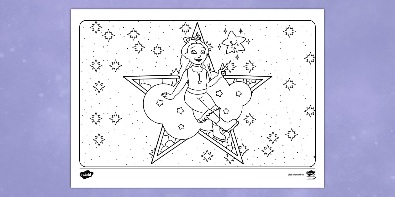 Estrella de Navidad para colorear (teacher made) - Twinkl