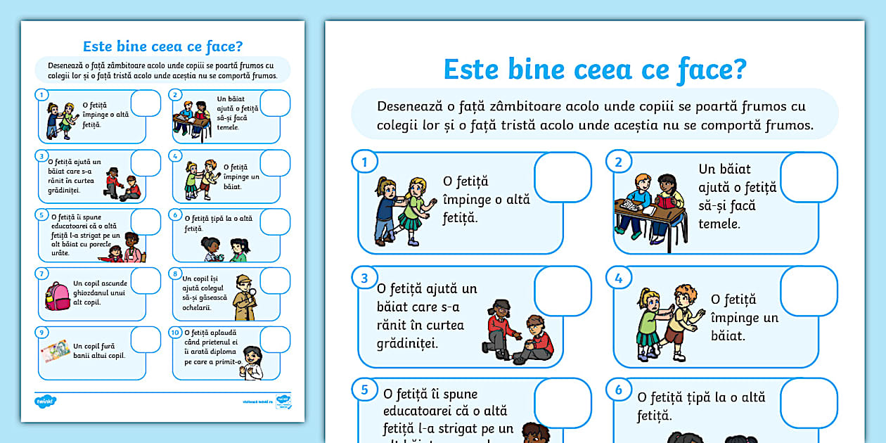 Este bine ceea ce faci? – Fișă de activitate