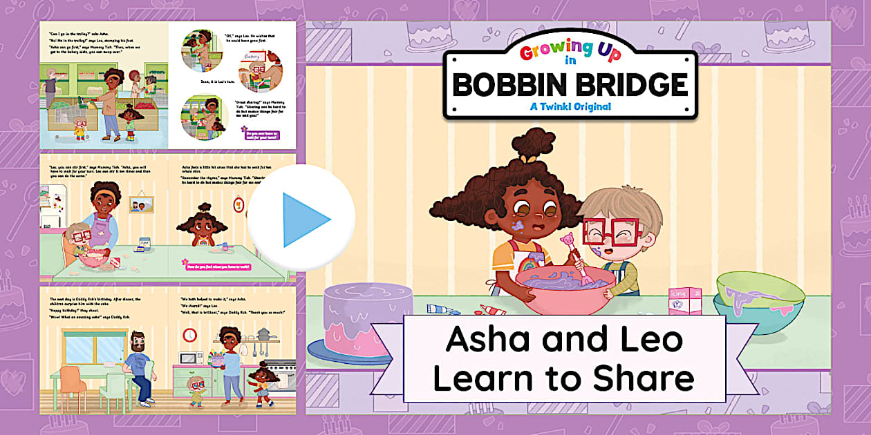 Asha and Leo Learn to Share Story PowerPoint (teacher made)
