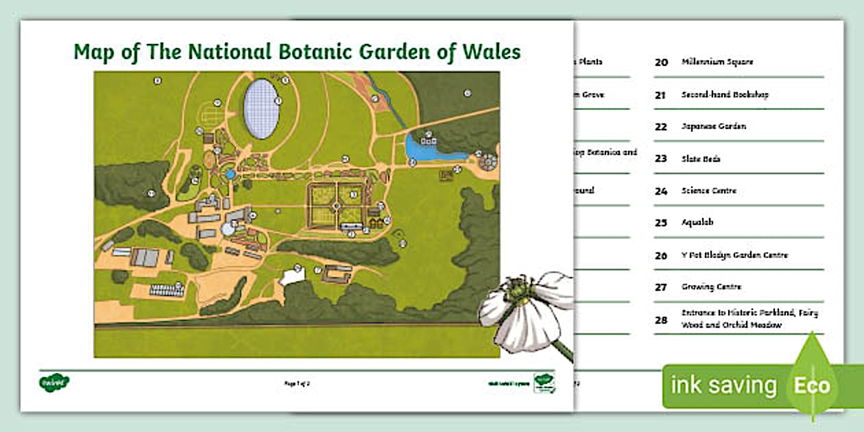 Map of The National Botanic Garden of Wales - Twinkl