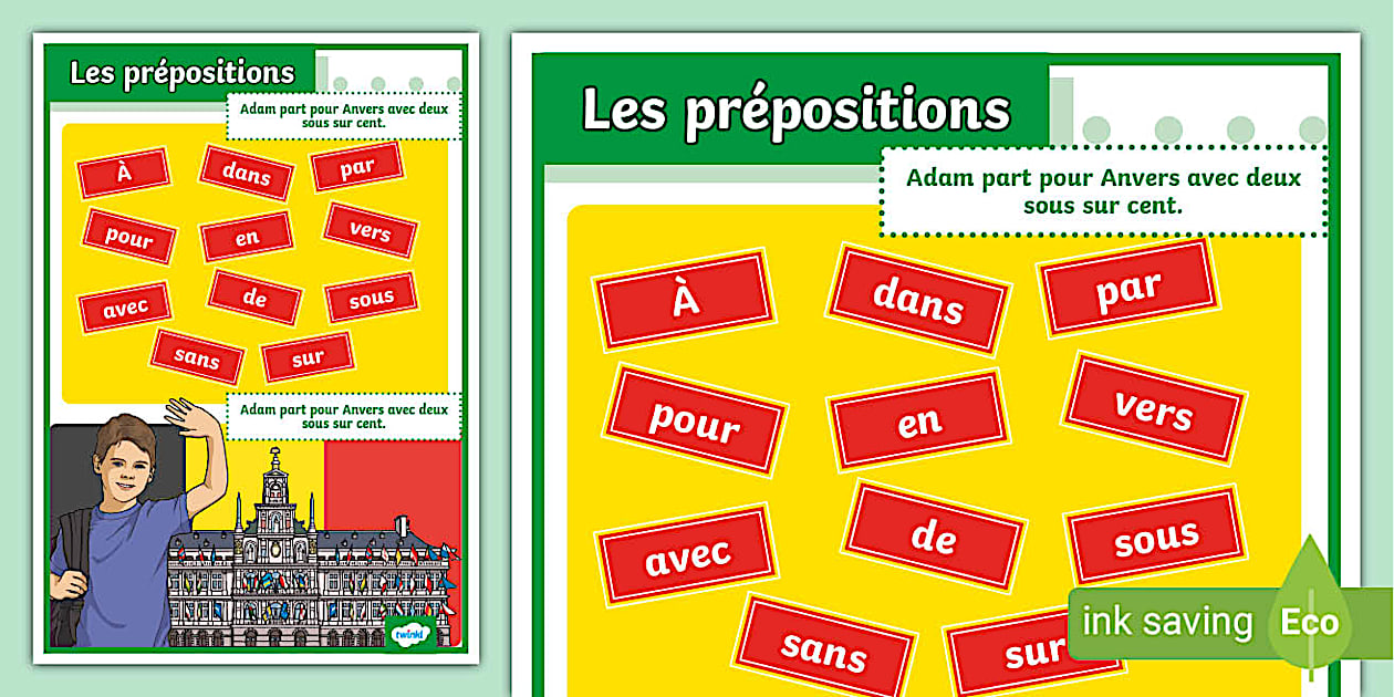 Les prépositions - poster (teacher made) - Twinkl
