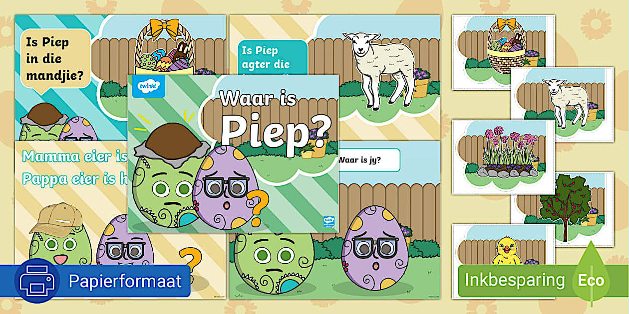Waar is Piep? Paasfees Lig-die-Flap Leesboekie - Twinkl