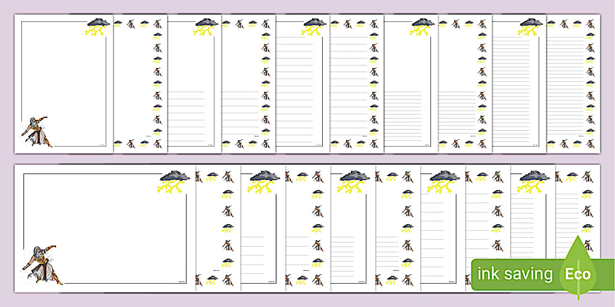 Black and White Zeus Page Border (teacher made) - Twinkl