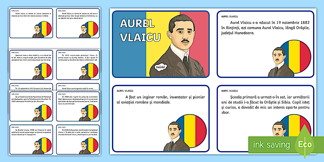 Aurel Vlaicu - Cartonașe informative (teacher made)