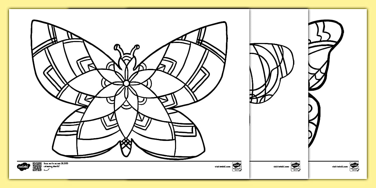 Butterfly Mandala Colouring Pages - Twinkl - KS1 - Twinkl