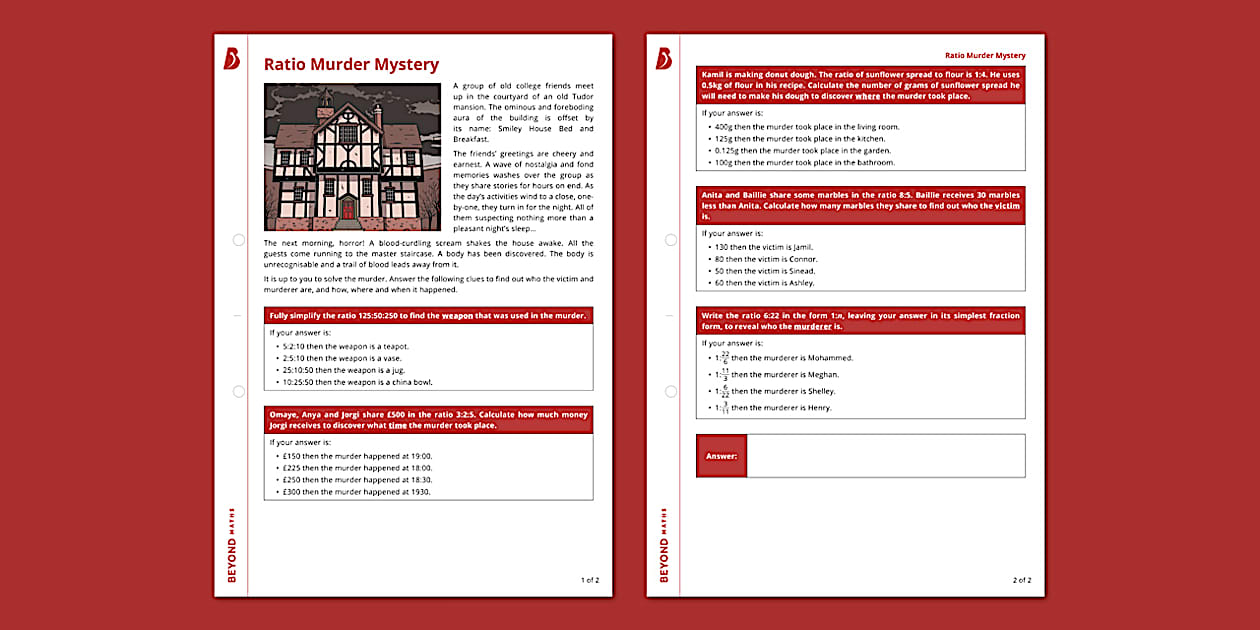 👉 Ratio Murder Mystery (Teacher-Made) - Twinkl