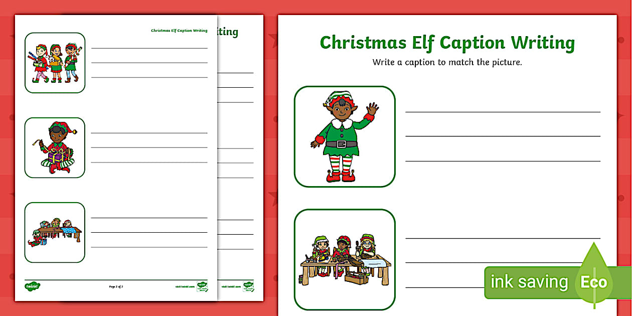 Christmas Elf Caption Writing Activity | Twinkl