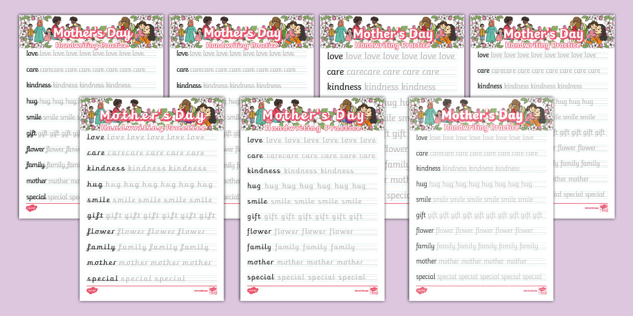 Mother's Day Themed Handwriting Practice Worksheet