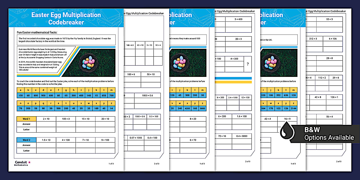 Differentiated Easter Egg Multiplication Codebreaker