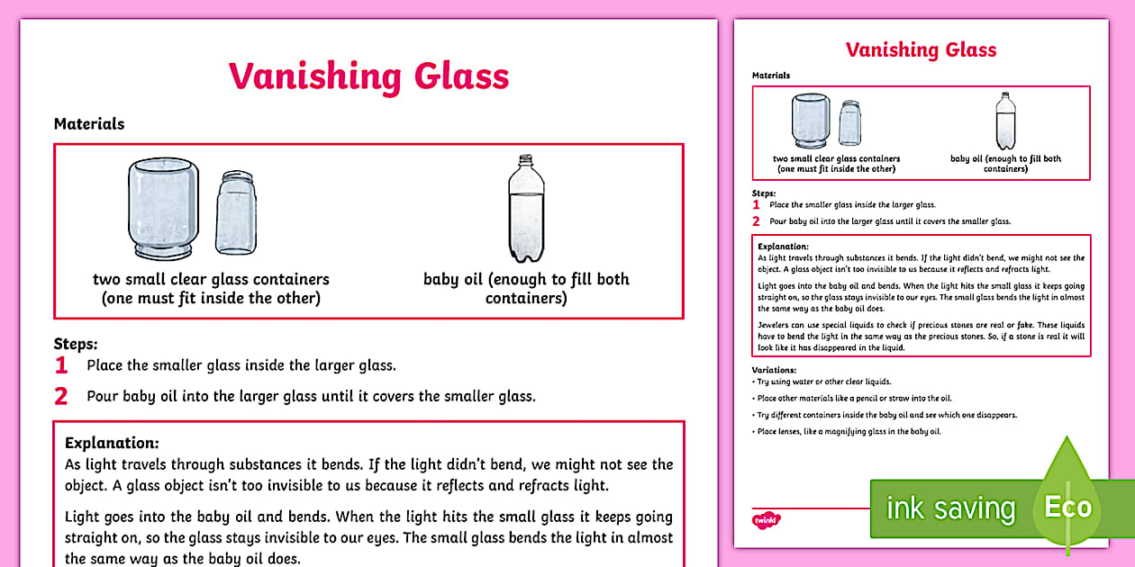 Investigating Refraction of Light Experiment | Twinkl