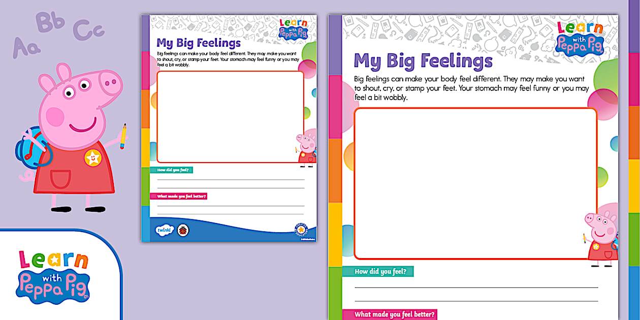 FREE! - Peppa Pig: My Big Feelings Draw and Write SEL Worksheet