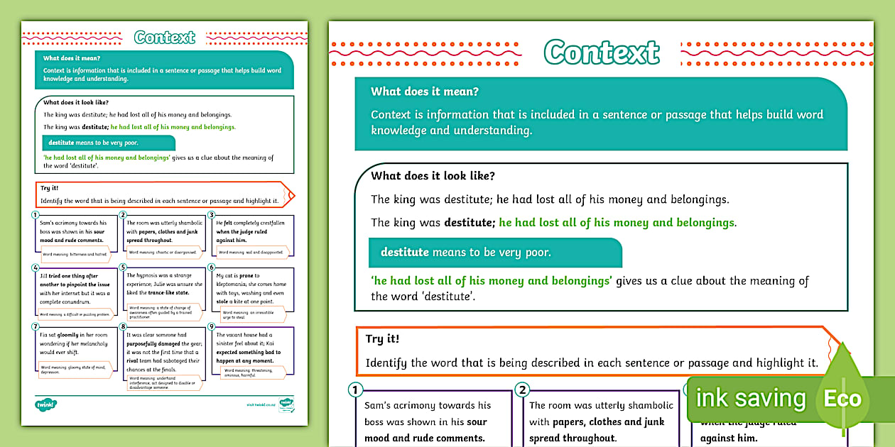 Oh! My Word! Context Clues Worksheet (teacher made) - Twinkl