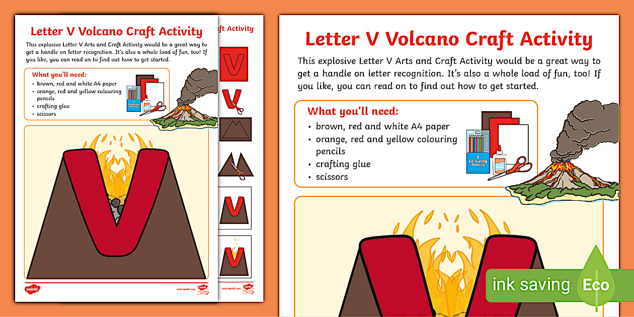 Letter V Volcano Craft Activity (teacher made) - Twinkl