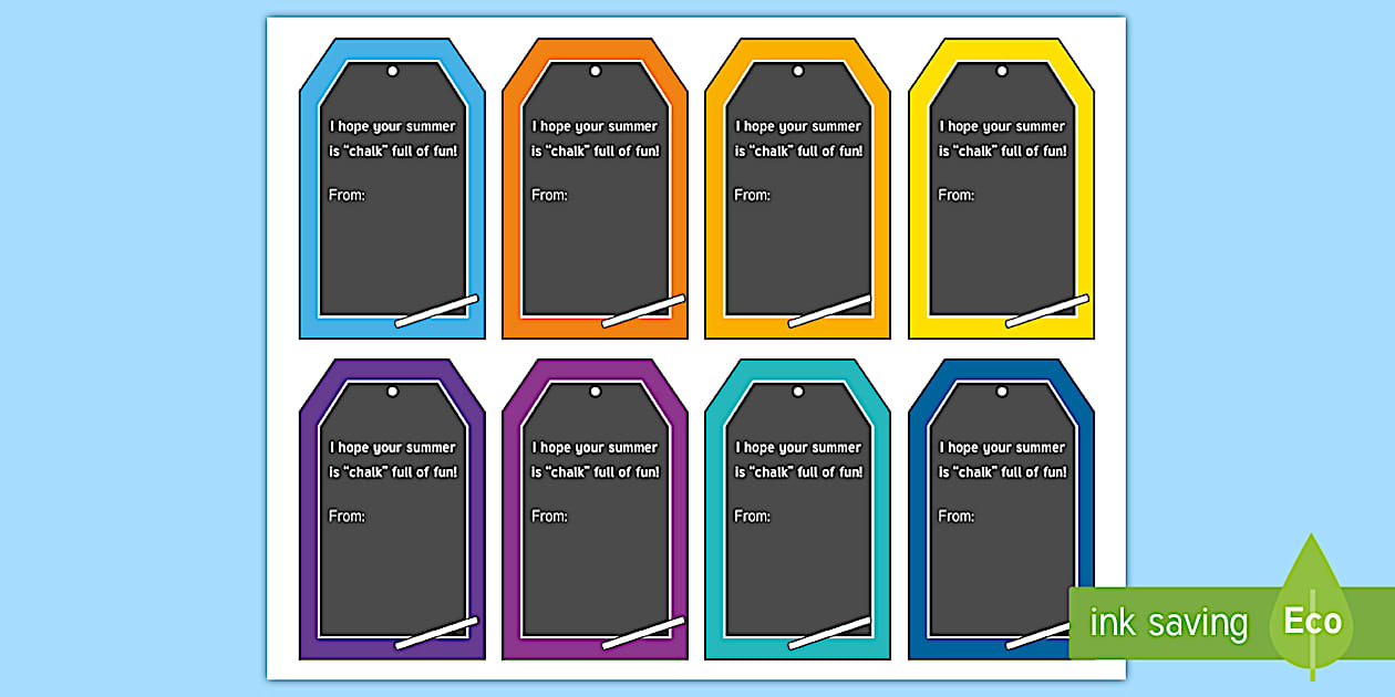 Editable End of School Student Gift Tags: Chalk - Twinkl