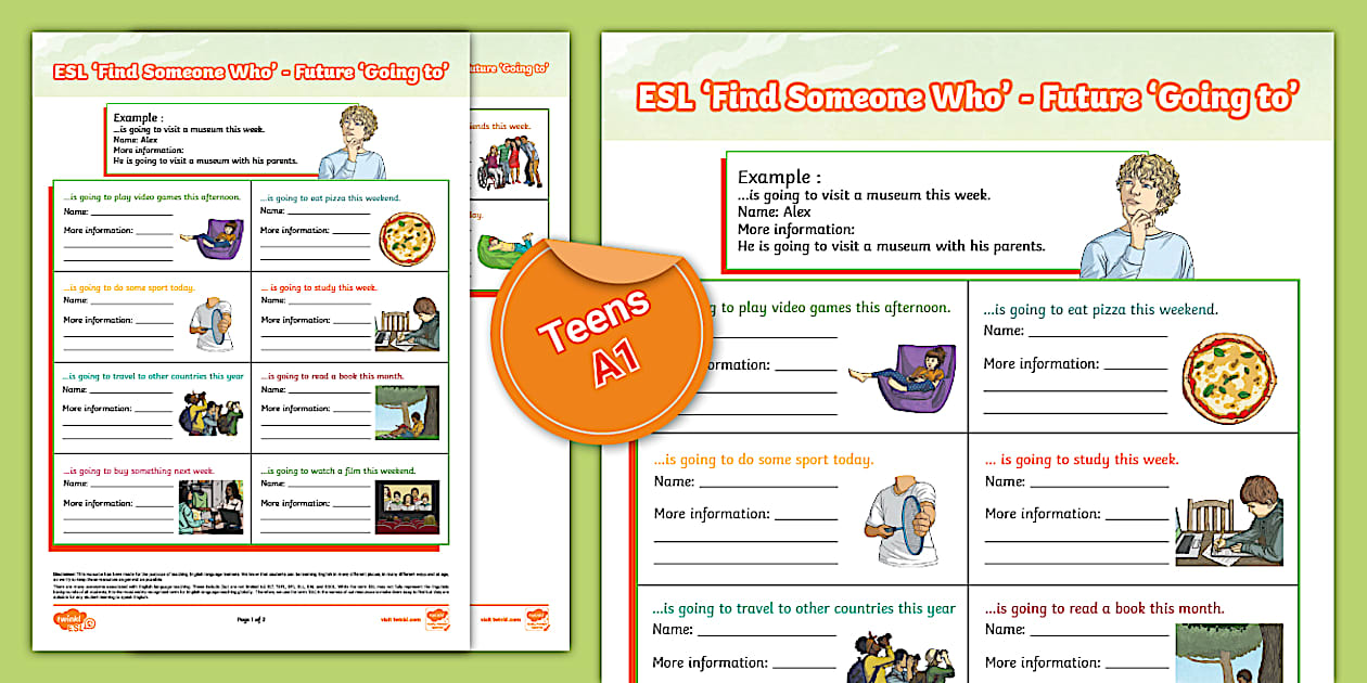 ESL Find Someone Who Future Going to Activity - Twinkl