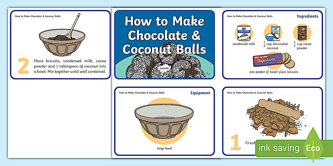 TAS Chocolate & Coconut Balls Recipe Sequencing Cards