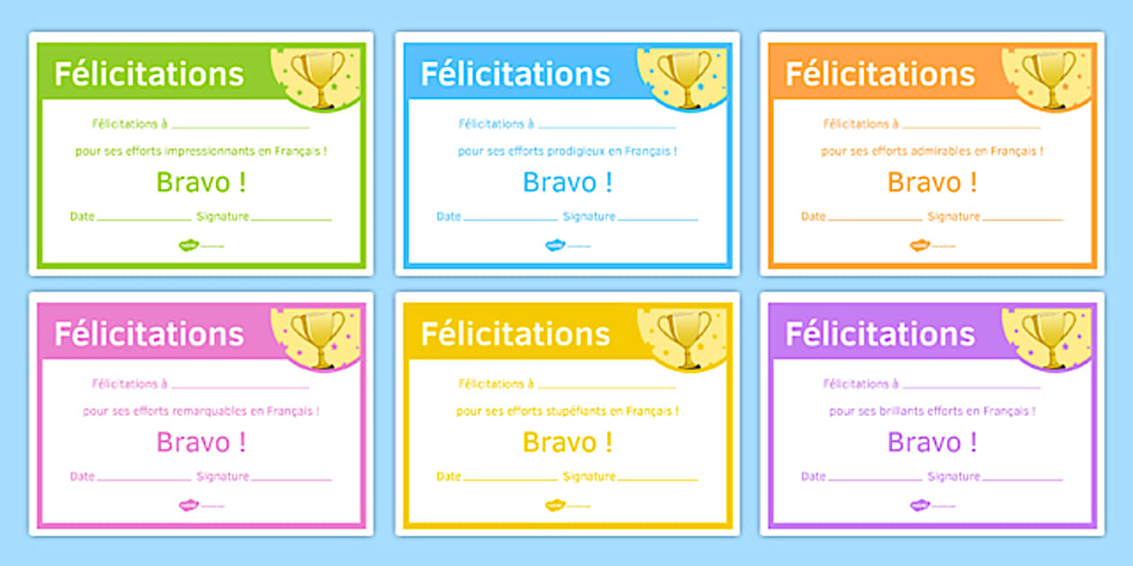 French End of Year Effort Award Certificate-French - Twinkl