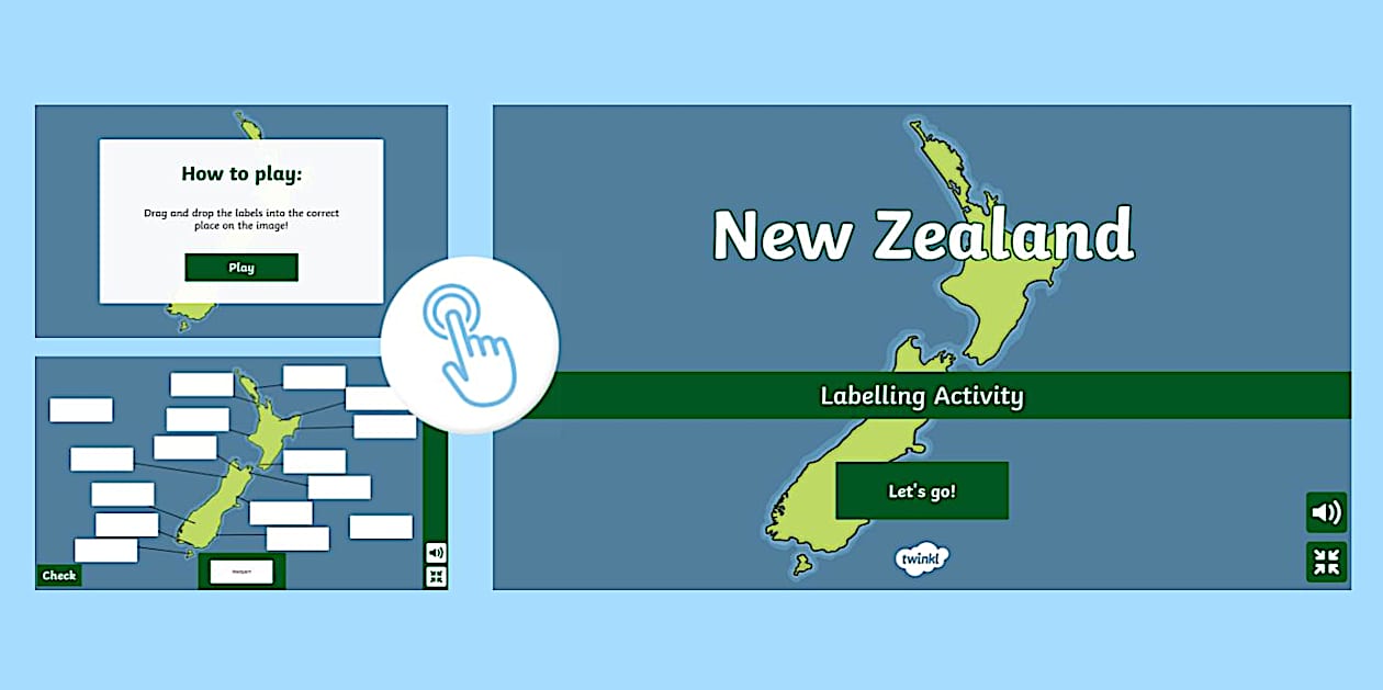 New Zealand Place Names Interactive Labelling Activity Y5-6