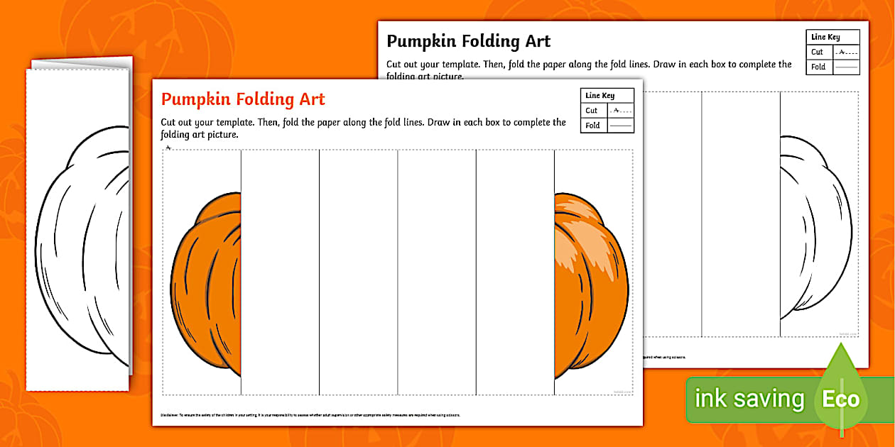 Pumpkin Folding Art Template (teacher made) - Twinkl