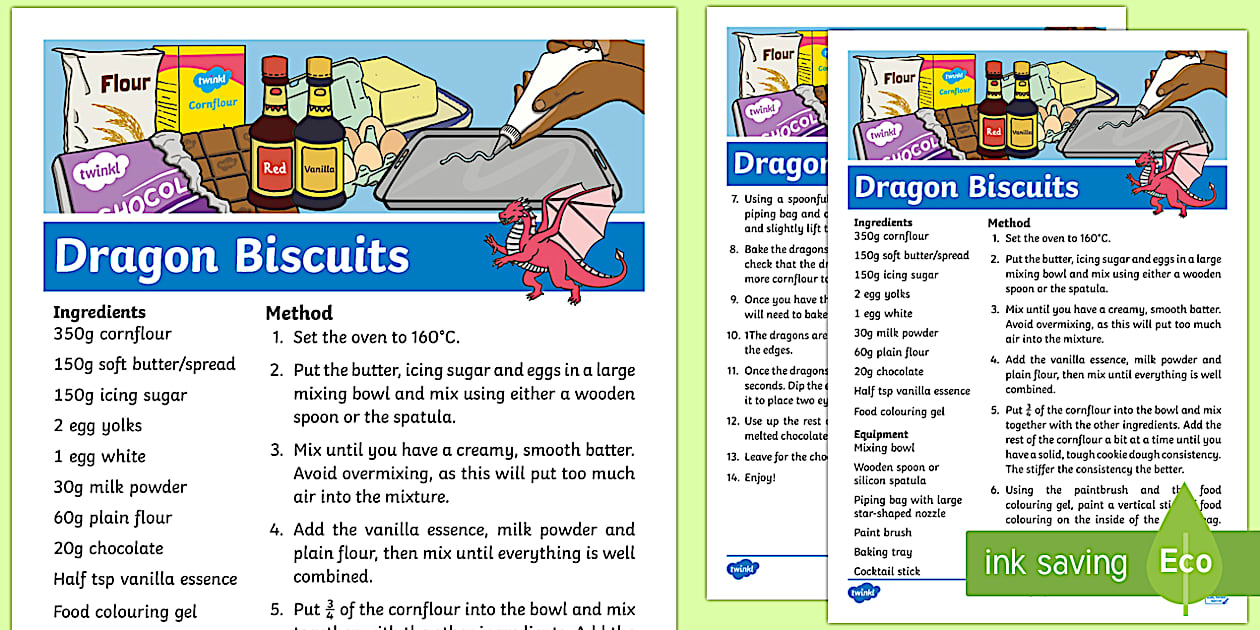 Dragon Biscuit Recipe (teacher made) - Twinkl