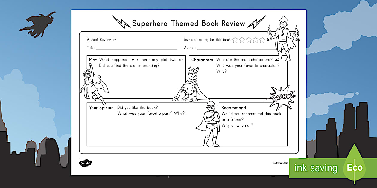 Superhero Book Review Writing Template - ELA Lesson Planning