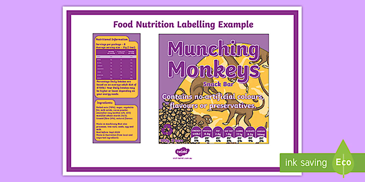Food Nutrition Labelling Example Display Poster - Twinkl