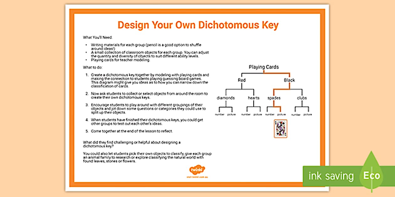 Design Your Own Dichotomous Key Worksheet | Twinkl - Twinkl