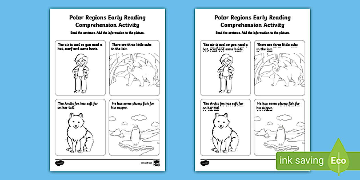 Polar Regions-Themed Phase 4 Kindergarten Reading Comprehension Activity
