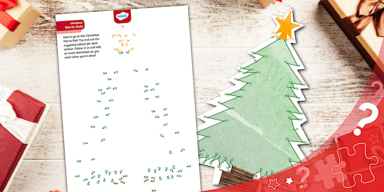 Christmas Tree Dot-to-Dot Puzzle - Kids Puzzles - Twinkl