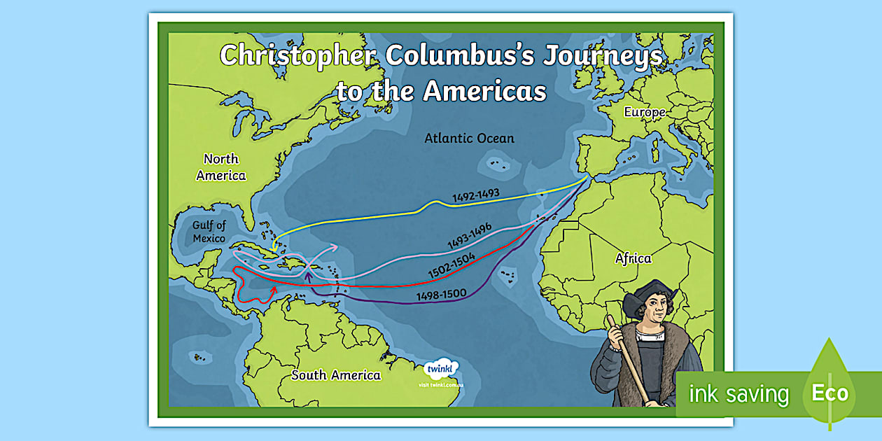 Editable Christopher Columbus Explorer Map - Twinkl