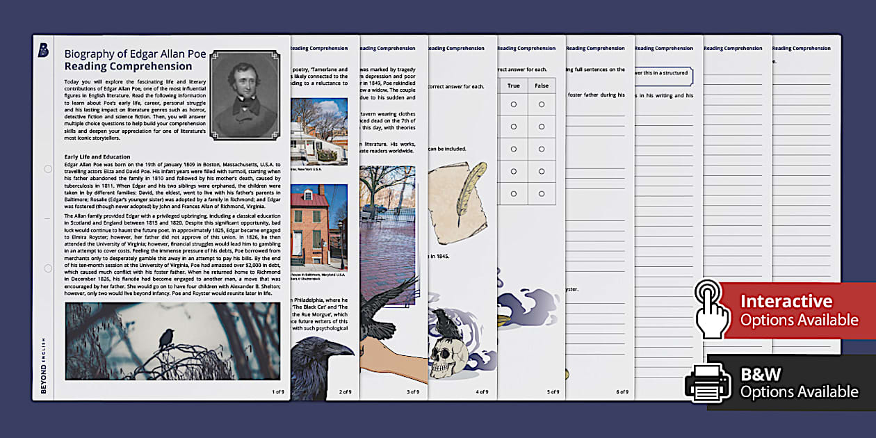 Biography of Edgar Allan Poe - Reading Comprehension