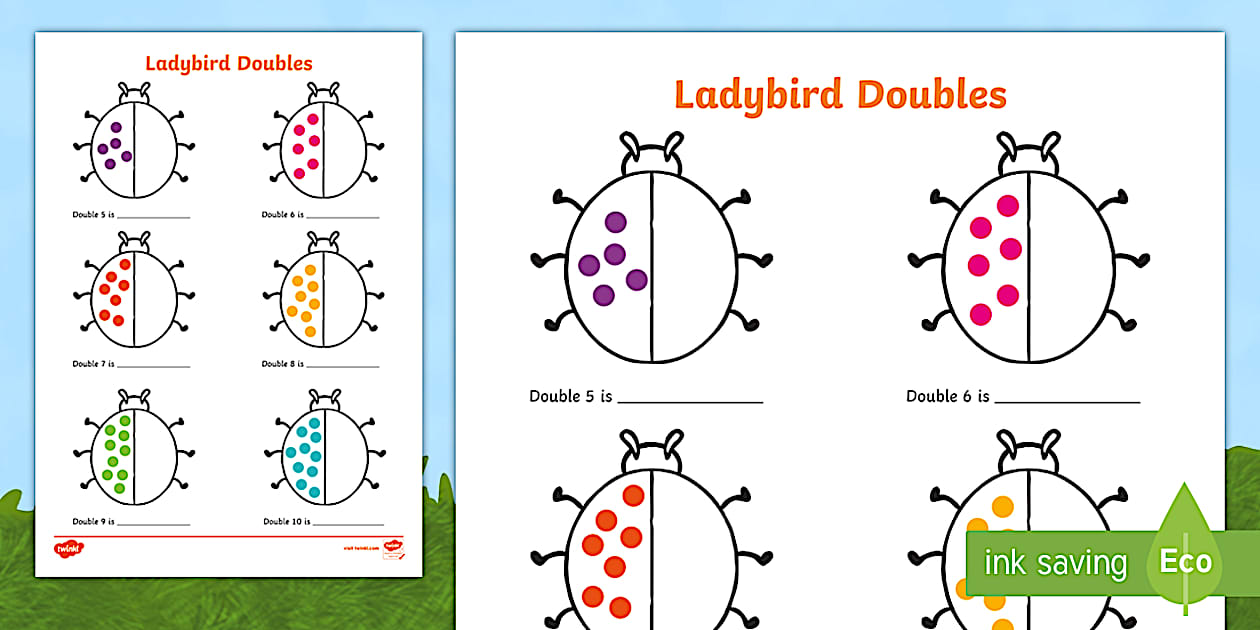 Editable Ladybird Doubles to 20 Worksheet (teacher made)