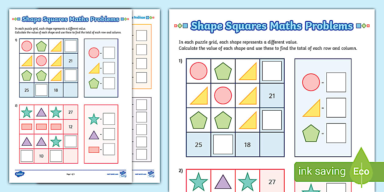 👉 KS2 Shape Squares Maths Problems (Teacher-Made)