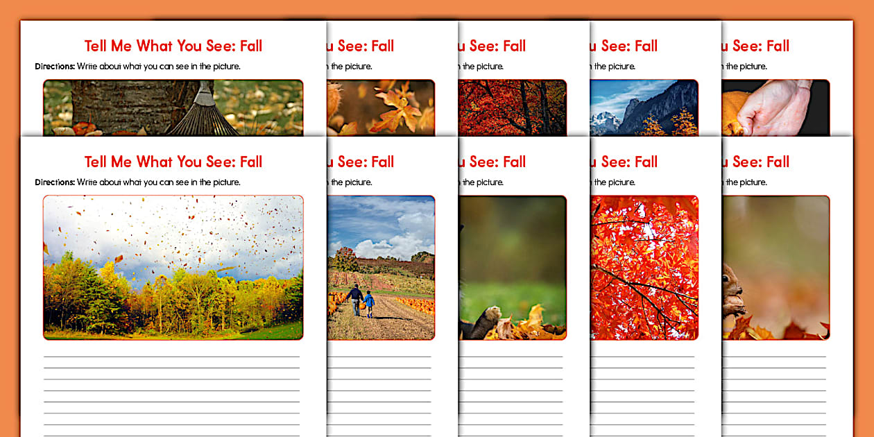 Tell Me What You See: Fall Photo Writing Prompts for K-2nd Grade
