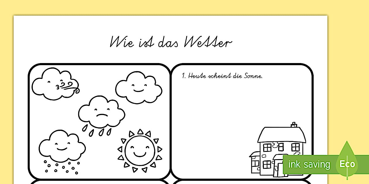 Wie ist das Wetter Arbeitsblatt - Draw the Weather Worksheet / Worksheet