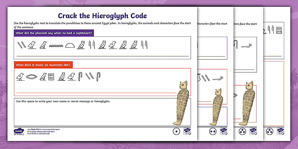 Ancient Egyptian Hieroglyphs Code Breaker Worksheet - KS2