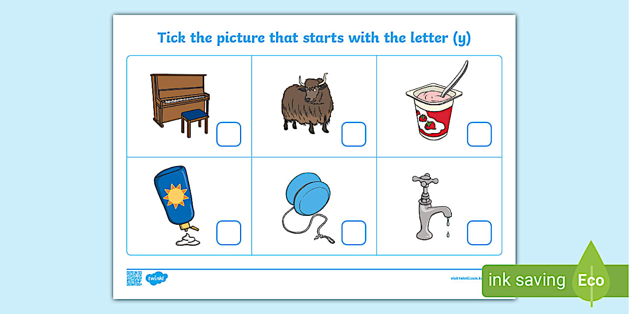 Tick the picture that starts with the letter - Letter y