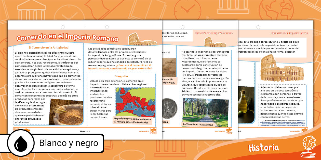Ficha Informativa | Comercio | Imperio Romano | Historia