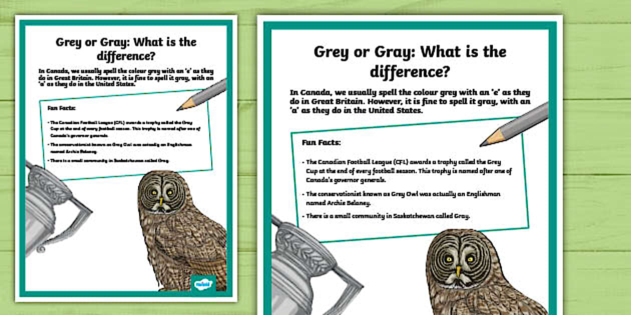 Grey or Gray: What is the difference? Informational Poster