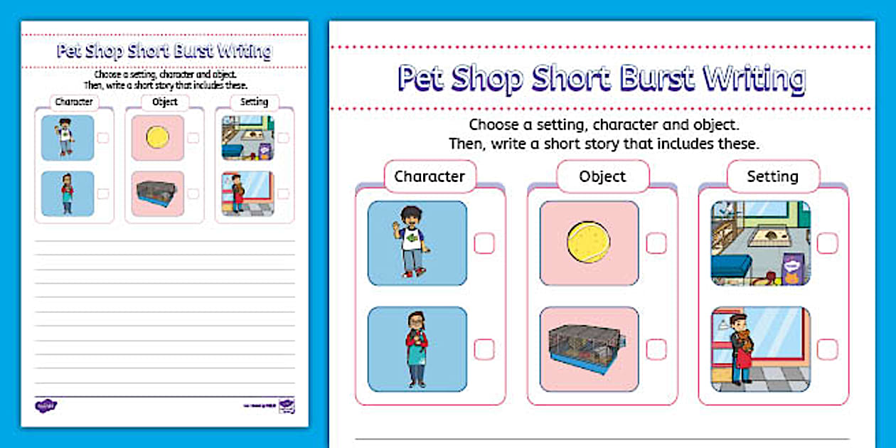 Pet Shop Short Burst Writing Template