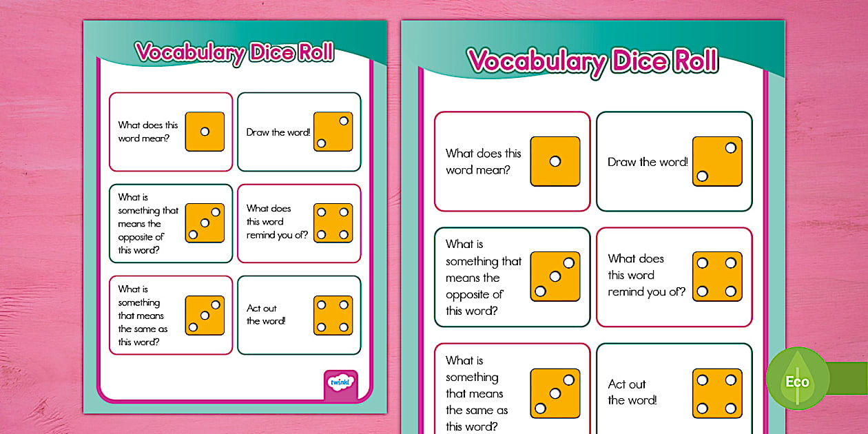 Vocabulary Canada: Vocabulary Dice Roll (teacher made)