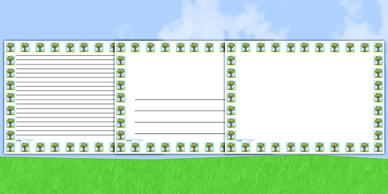 Editable Summer Tree Landscape Page Borders - Twinkl