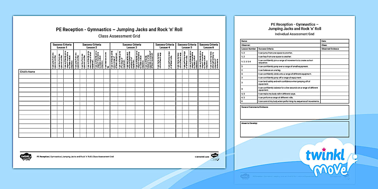 👉 Assessment Sheet I Reception Gymnastics I Jumping Jacks