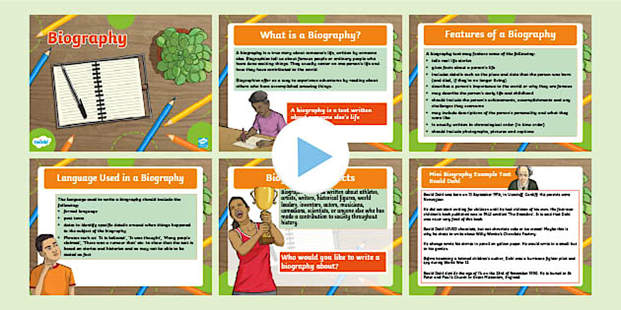 Biography Writing Explanation Powerpoint (teacher made)